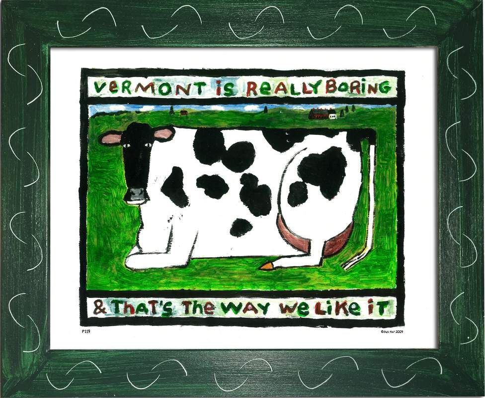VT Boring Cow Art Print by dug Nap – dug Nap Art