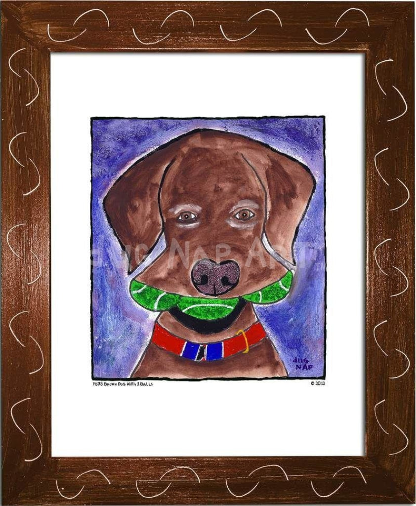 Brown Dog With Three Balls Art Print by dug Nap – dug Nap Art